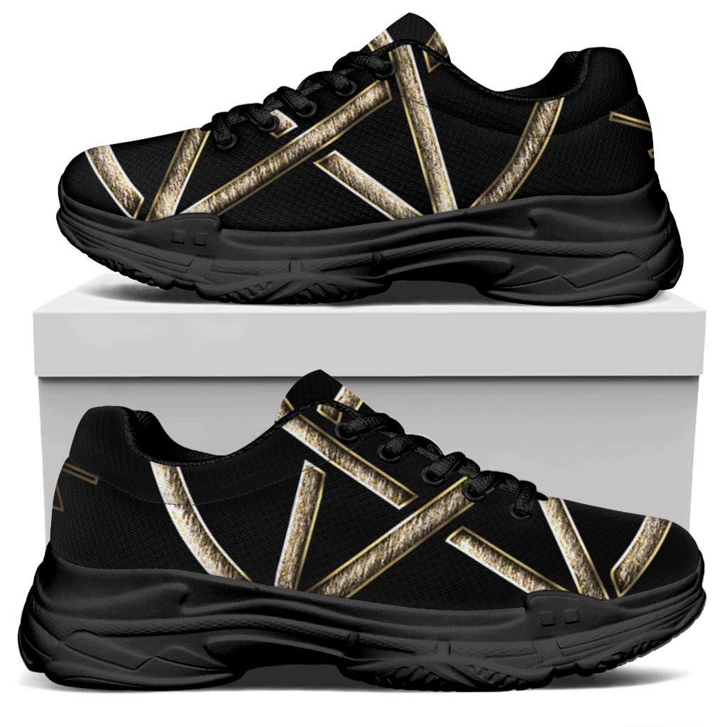 Viking Nordic Runes Pentagram Print Black Chunky Shoes – GearFrost
