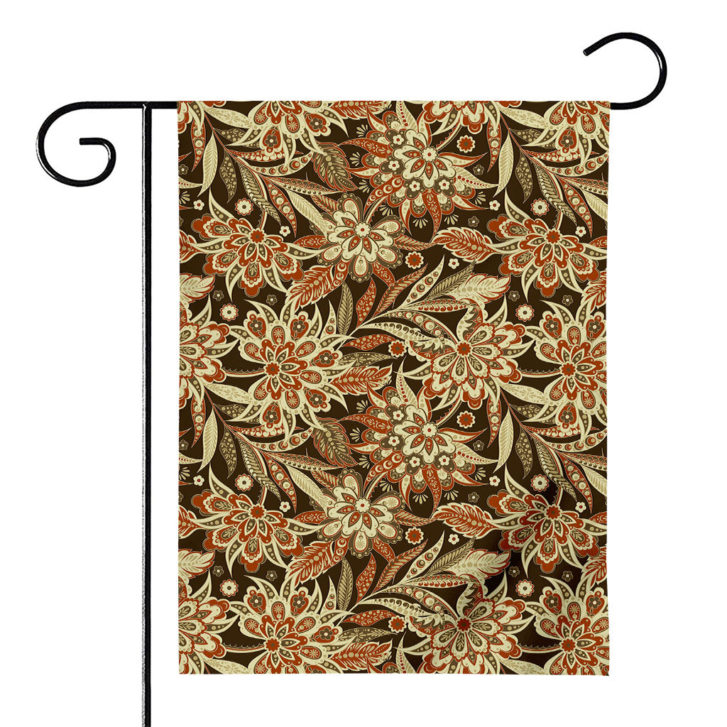 Vintage Brown Bohemian Floral Print House Flag – GearFrost