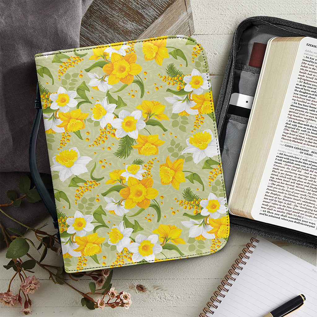 Vintage Daffodil Flower Pattern Print Leather Bible Cover – GearFrost