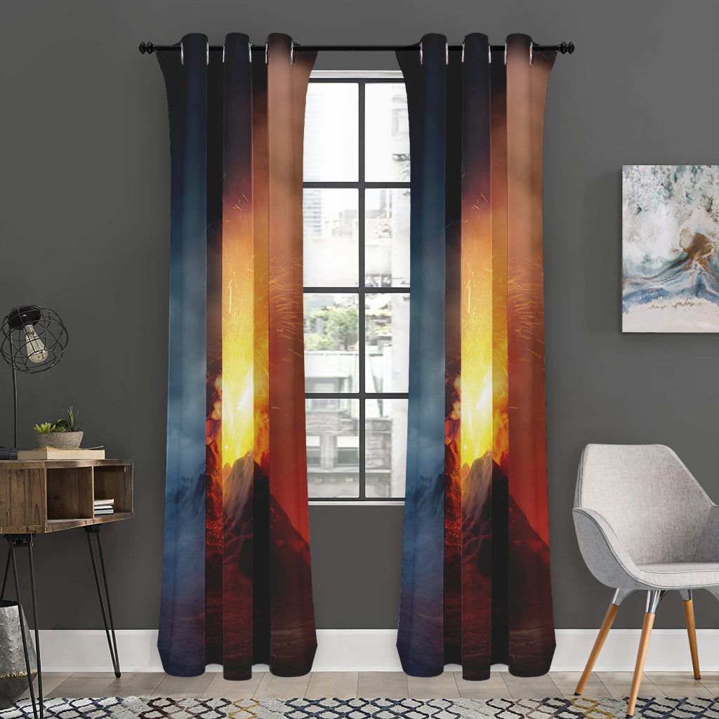 Volcano Eruption Print Grommet Curtain Panels – GearFrost
