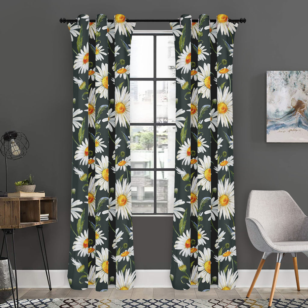 Watercolor Daisy Flower Pattern Print Grommet Curtain Panels – GearFrost