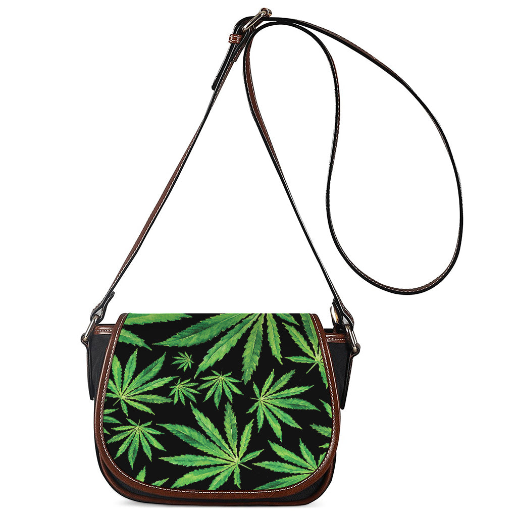 Watercolor Marijuana Leaf Pattern Print Saddle Bag – GearFrost