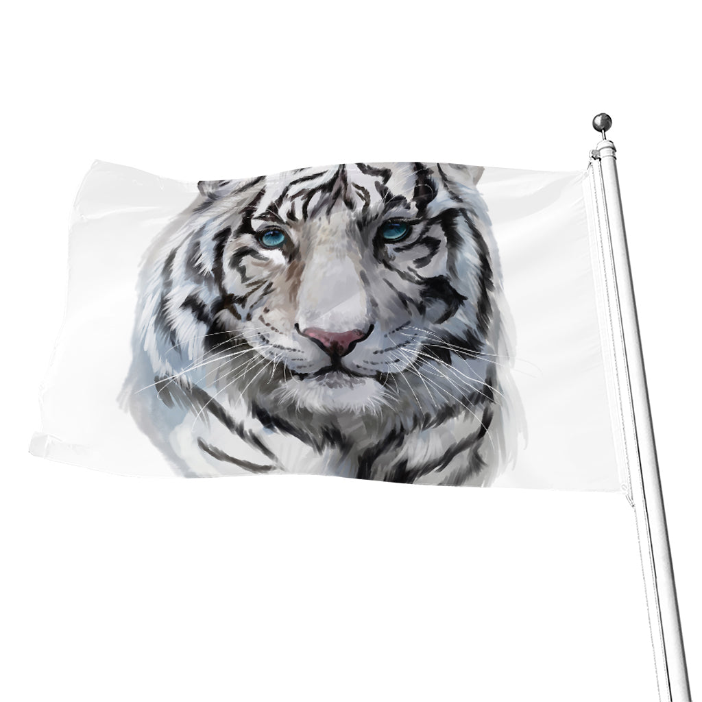 Watercolor White Bengal Tiger Print Flag – GearFrost