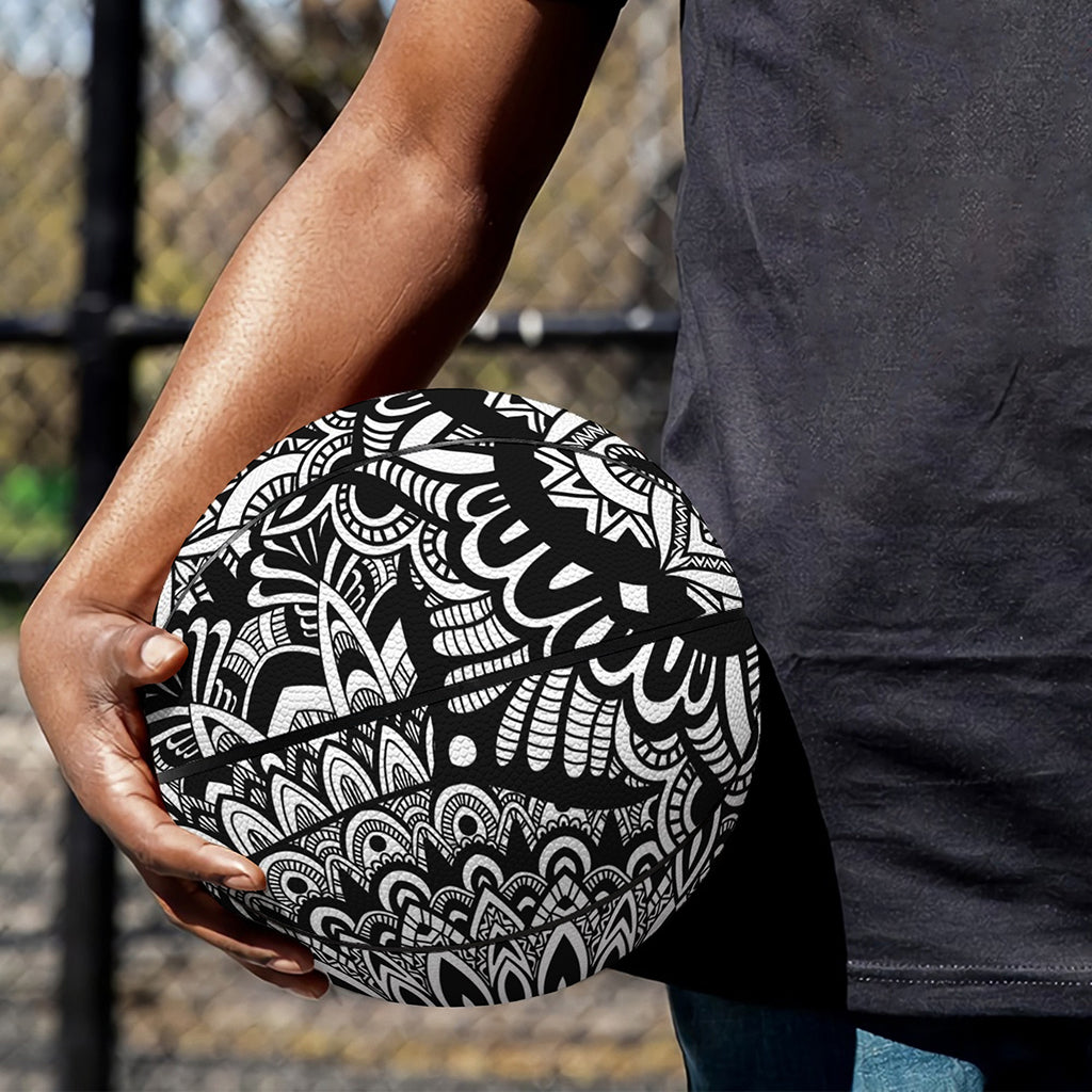 White And Black Mandala Print Basketball – GearFrost
