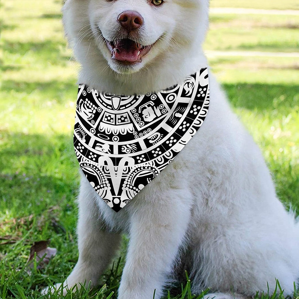 White And Black Maya Calendar Print Over The Collar Dog Bandana – GearFrost