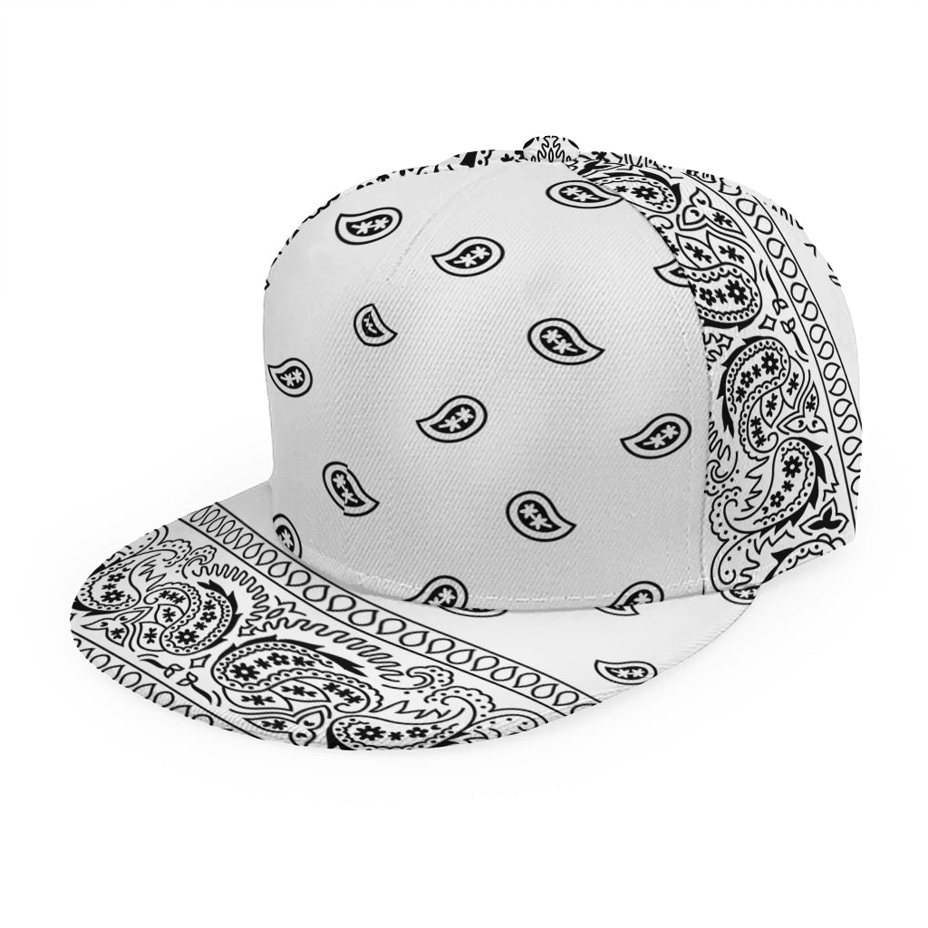 White And Black Paisley Bandana Print Snapback Cap – GearFrost