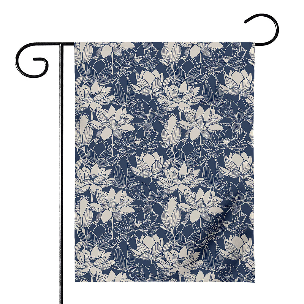 White And Blue Lotus Flower Print House Flag – GearFrost