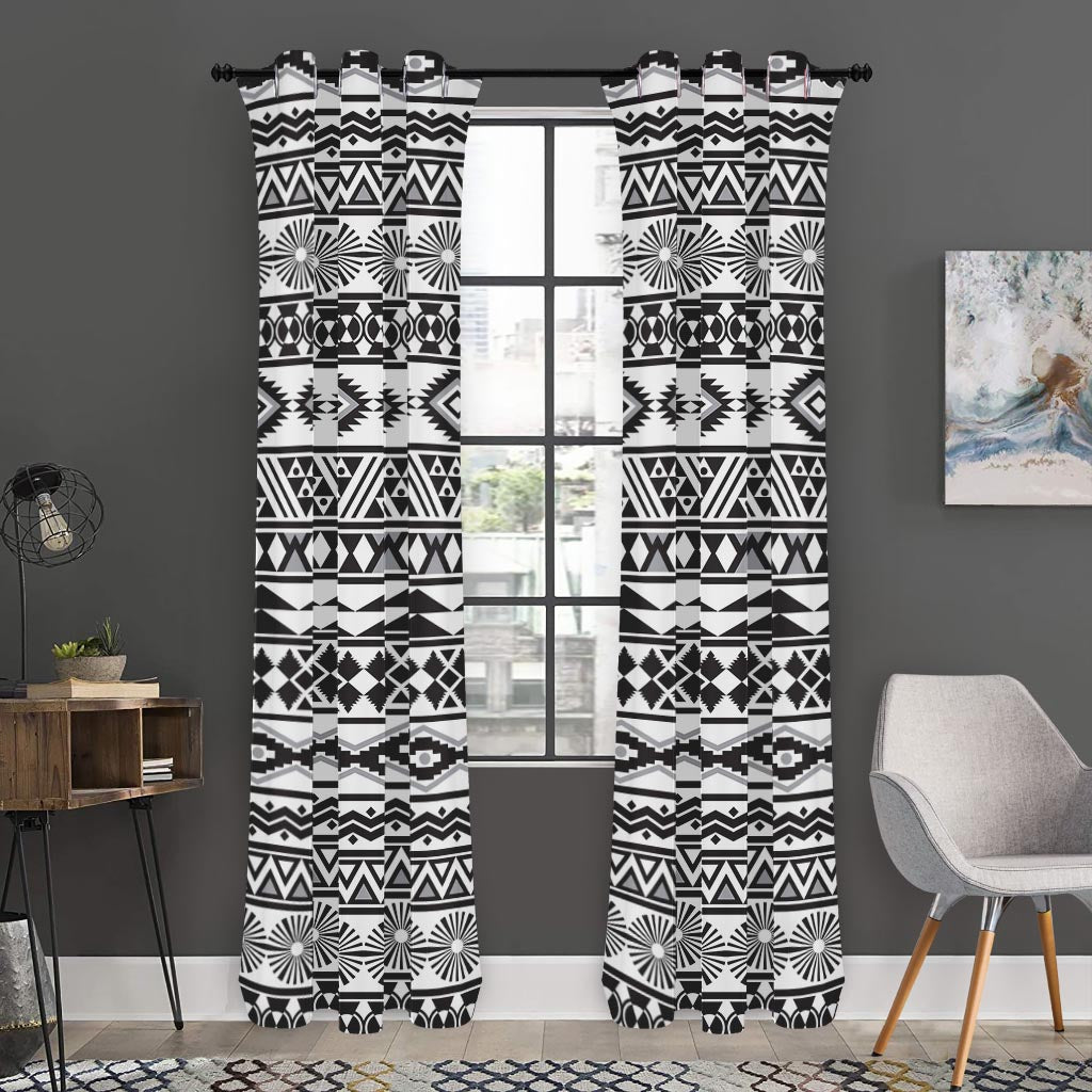 White And Grey Aztec Pattern Print Grommet Curtain Panels – GearFrost