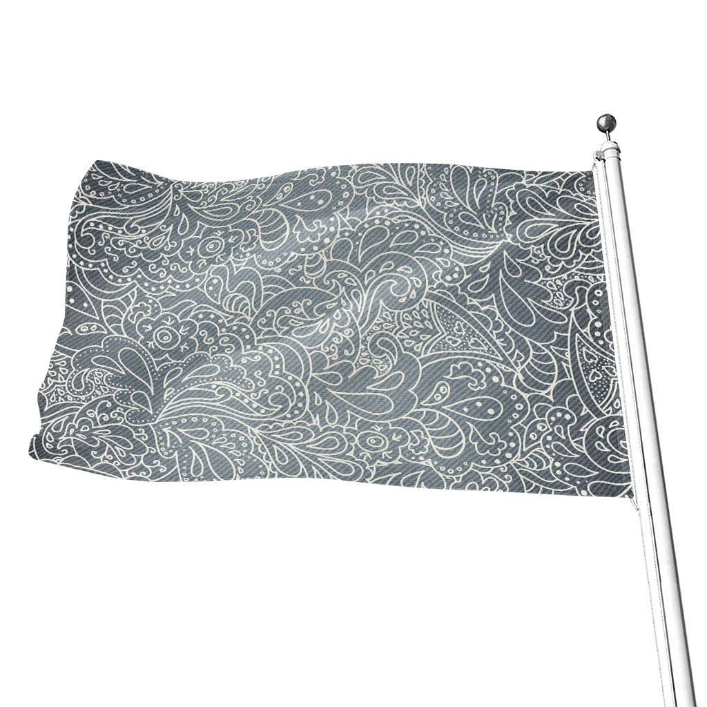 White And Grey Western Floral Print Flag – GearFrost