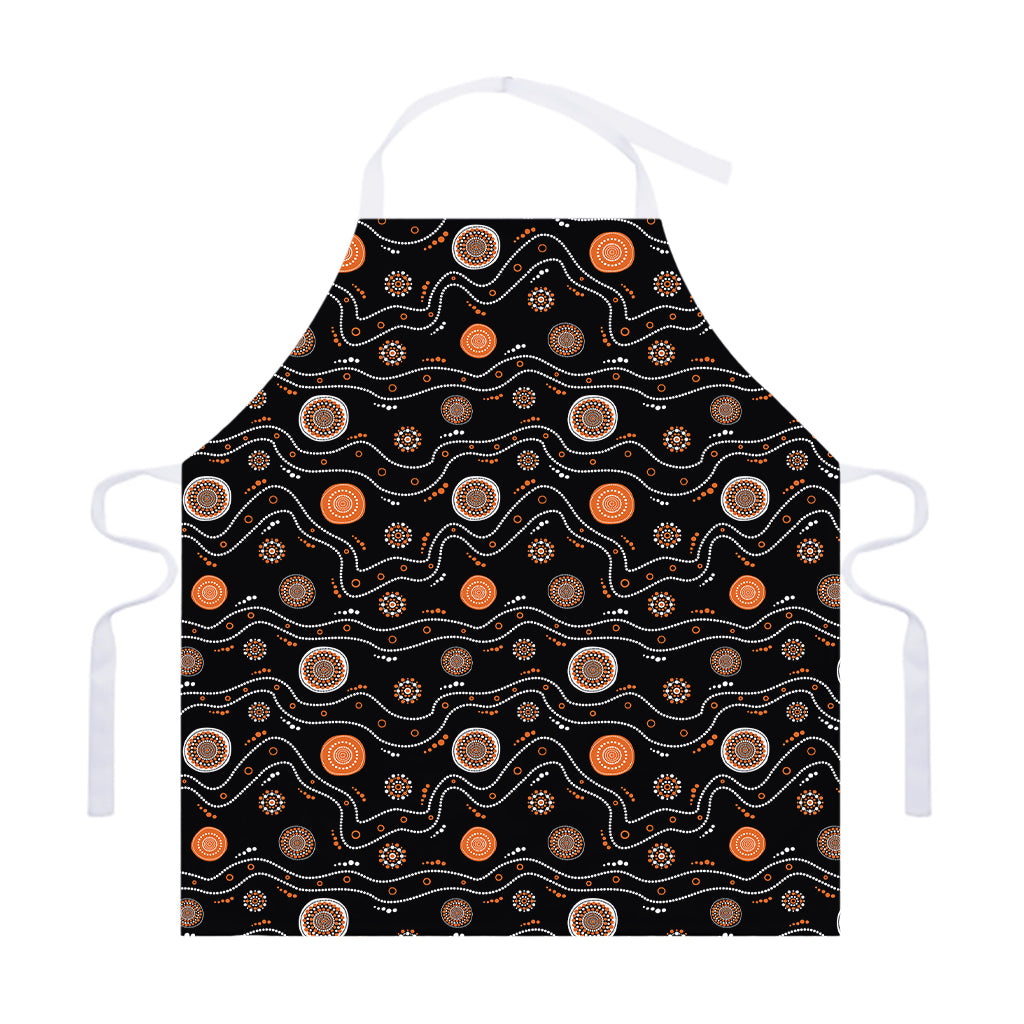 White And Orange Aboriginal Art Print Adjustable Apron – GearFrost