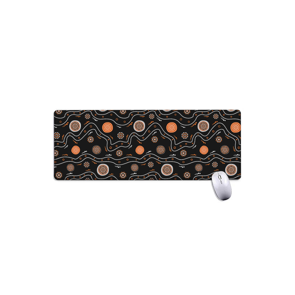White And Orange Aboriginal Art Print Extended Mouse Pad – GearFrost