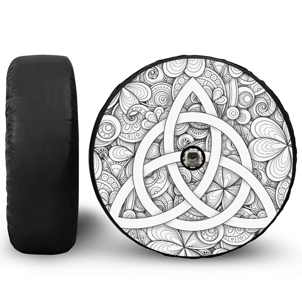 White Celtic Trinity Knot Symbol Print Tire Cover With Camera Hole ...