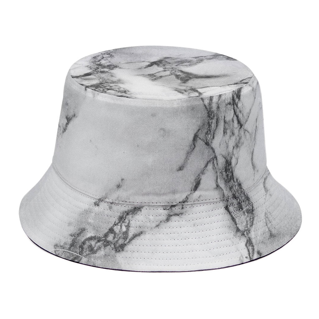 White Dark Grey Marble Print Bucket Hat – GearFrost