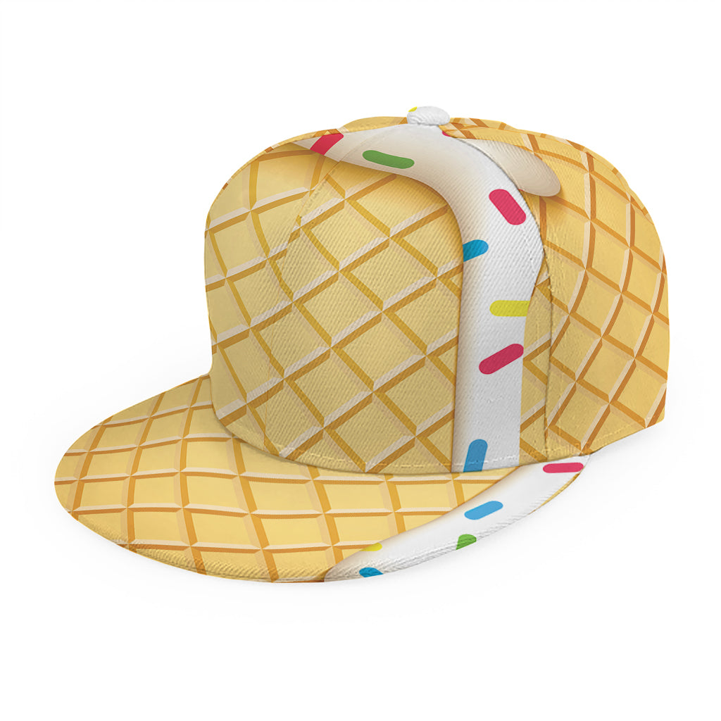 White Ice Cream Melted Print Snapback Cap – GearFrost