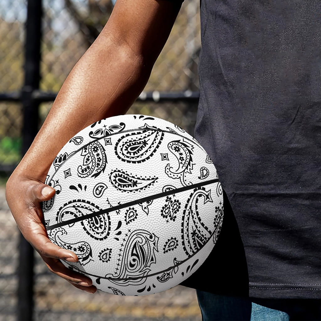 White Paisley Bandana Pattern Print Basketball – GearFrost