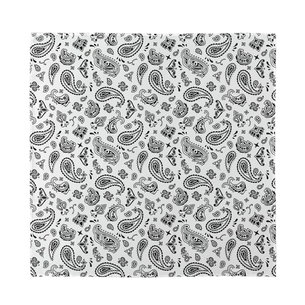White Paisley Bandana Pattern Print Silk Bandana – GearFrost