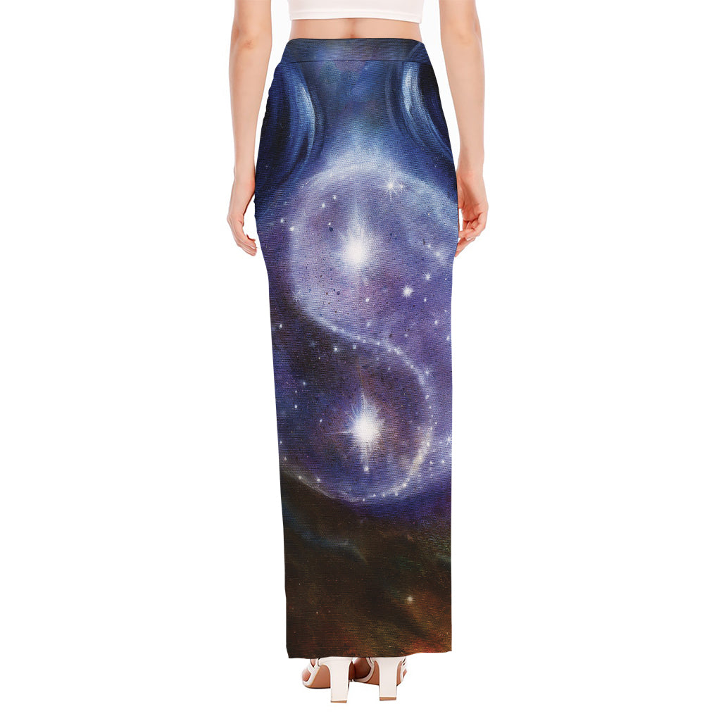 Woman Space Yin Yang Painting Print High Slit Maxi Skirt – GearFrost