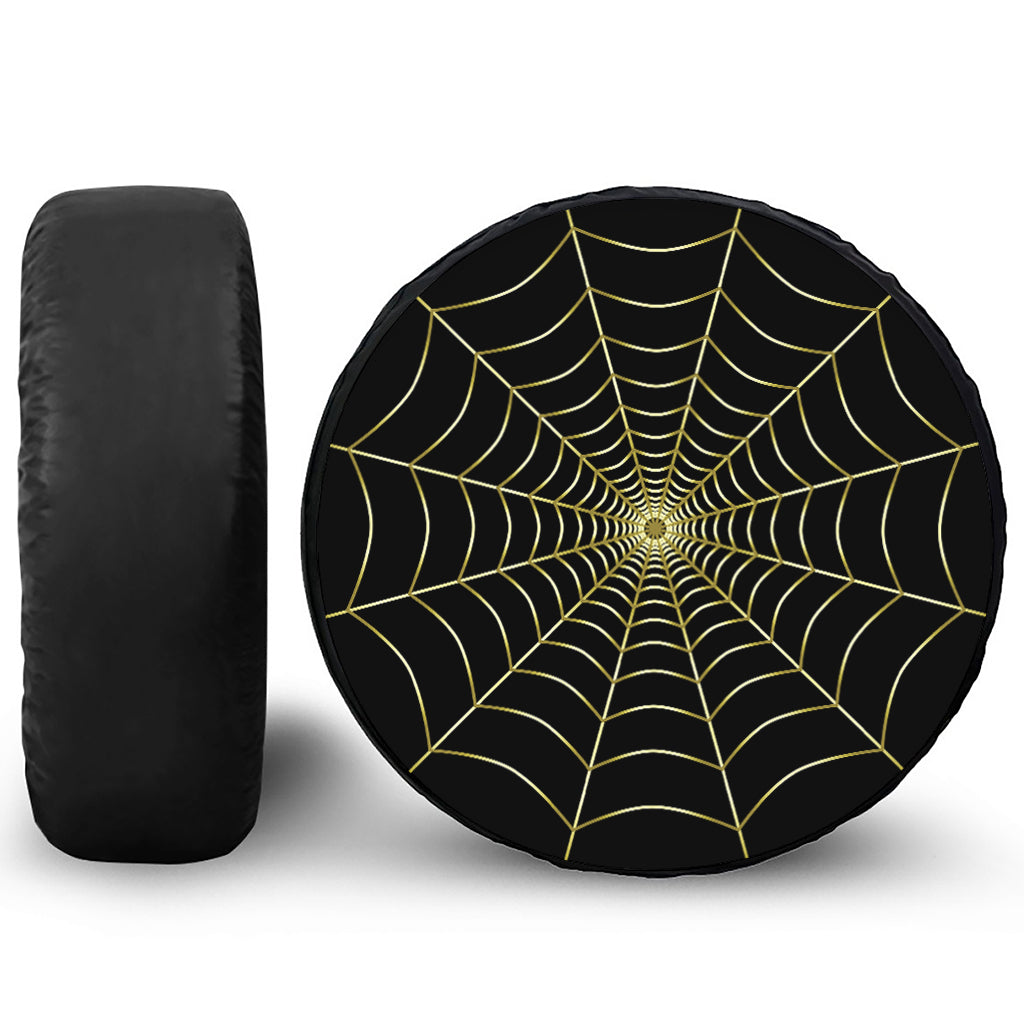 Yellow Cobweb Print Leather Spare Tire Cover – GearFrost
