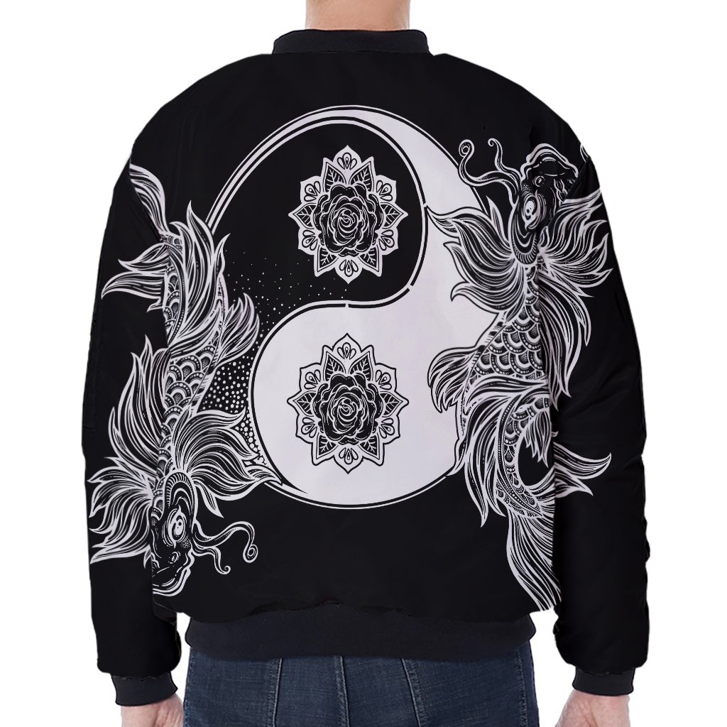 Yin And Yang Koi Carp Fish Print Zip Sleeve Bomber Jacket – GearFrost