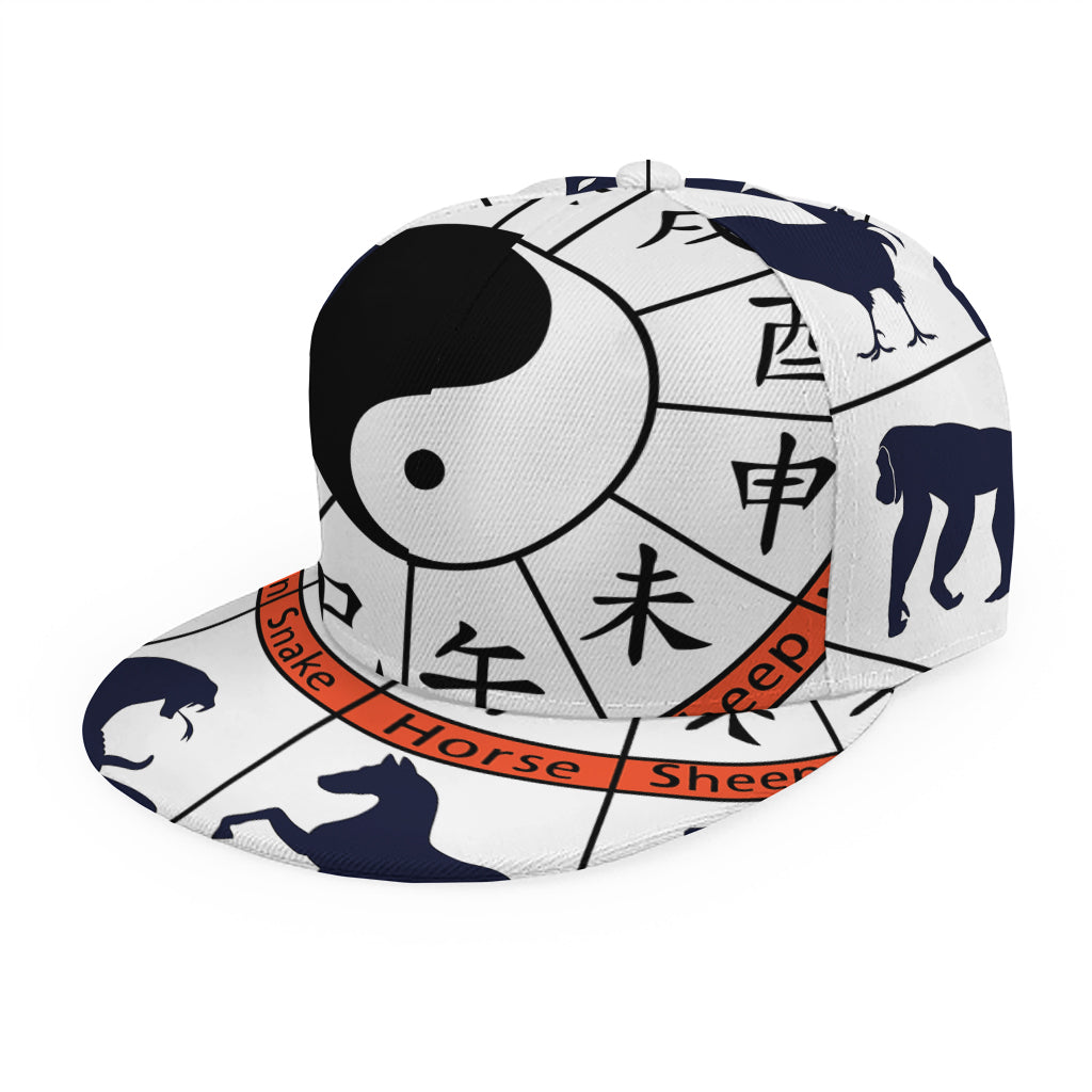 Yin Yang Chinese Zodiac Wheel Print Snapback Cap – GearFrost