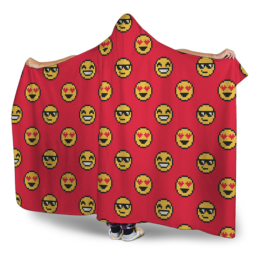 8-Bit Emoji Pattern Print Hooded Blanket – GearFrost