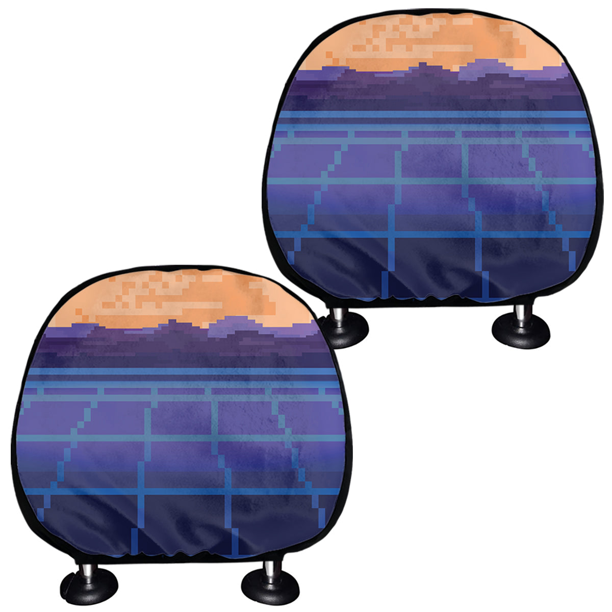8-Bit Pixel Digital Landscape Print Car Headrest Covers – GearFrost