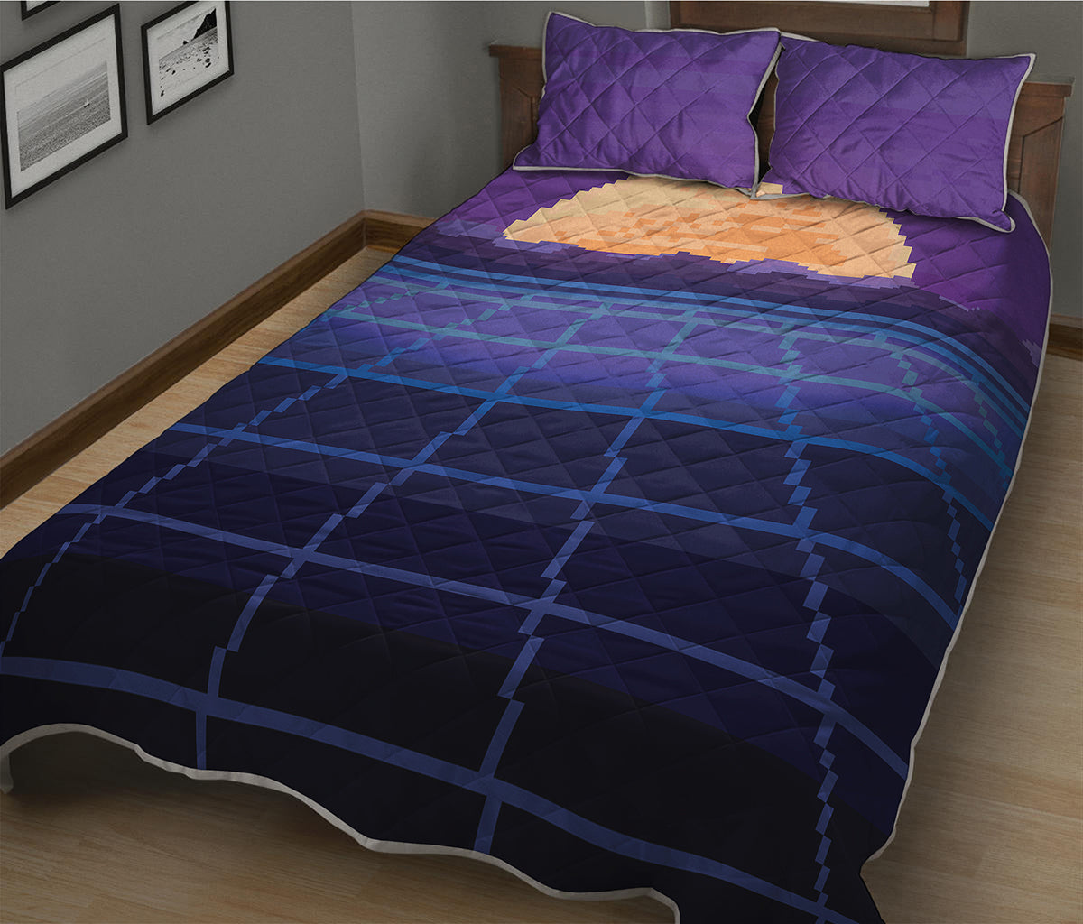 8-Bit Pixel Digital Landscape Print Quilt Bed Set – GearFrost