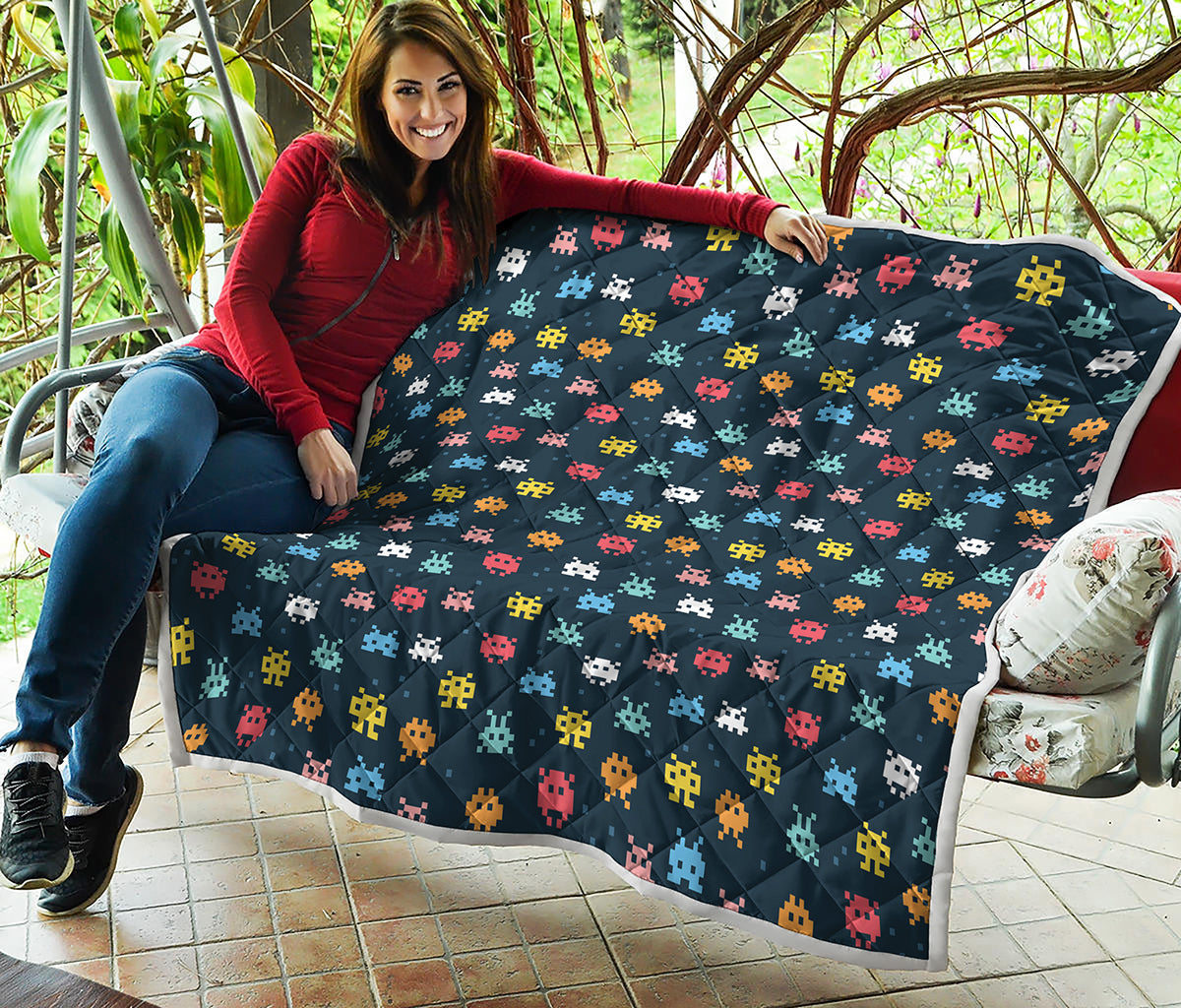 8-Bit Video Game Monsters Pattern Print Quilt – GearFrost