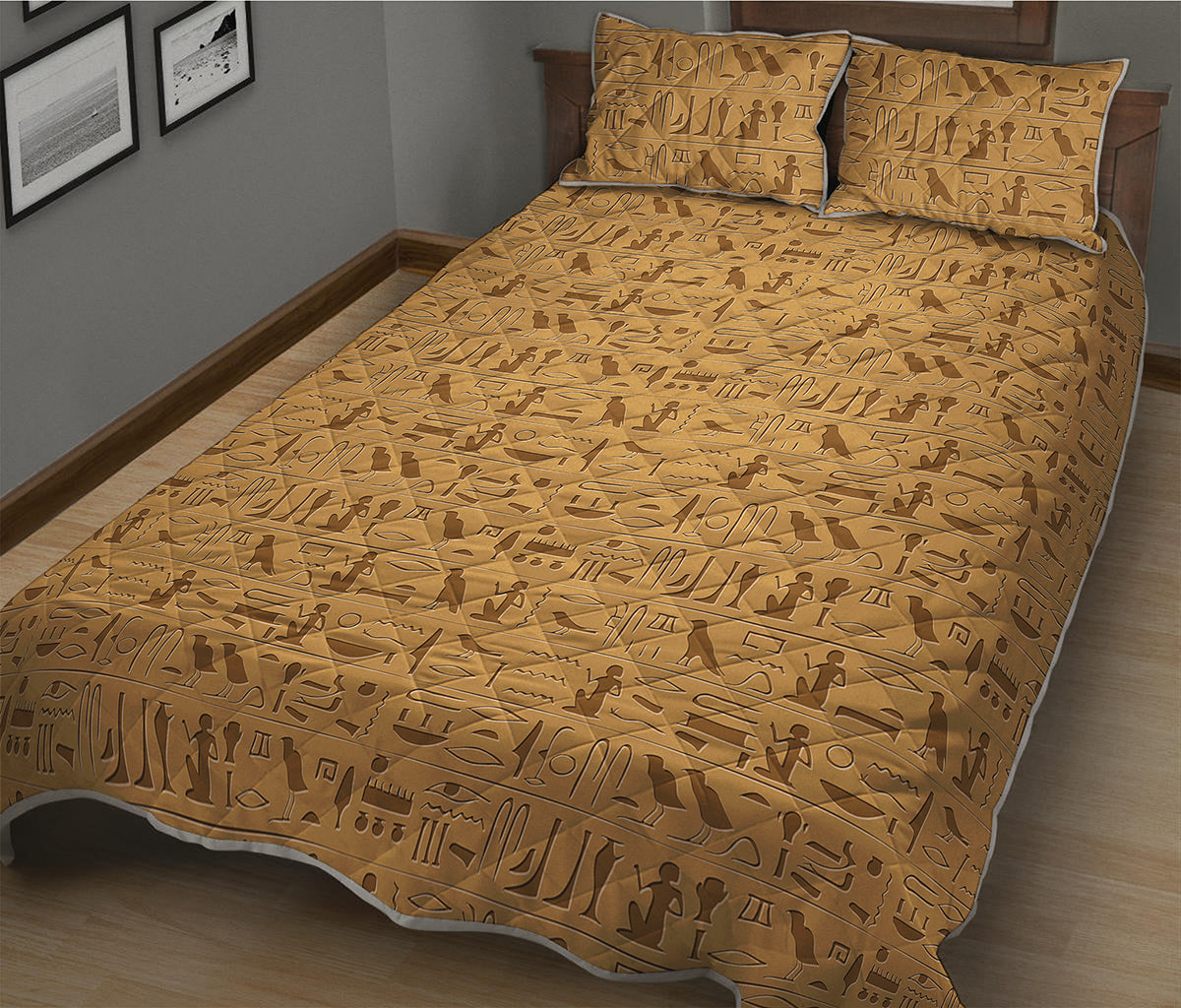 Ancient Egyptian Hieroglyphs Print Quilt Bed Set – GearFrost