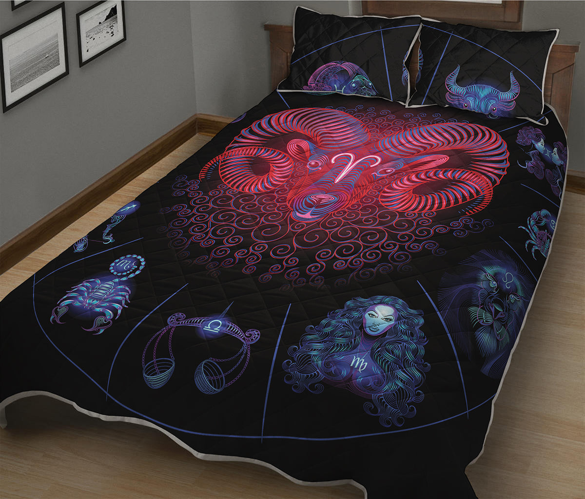 Aries And Astrological Signs Print Quilt Bed Set – GearFrost