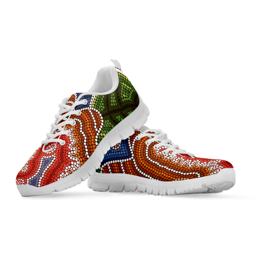 Australian Aboriginal Art Print White Running Shoes – GearFrost