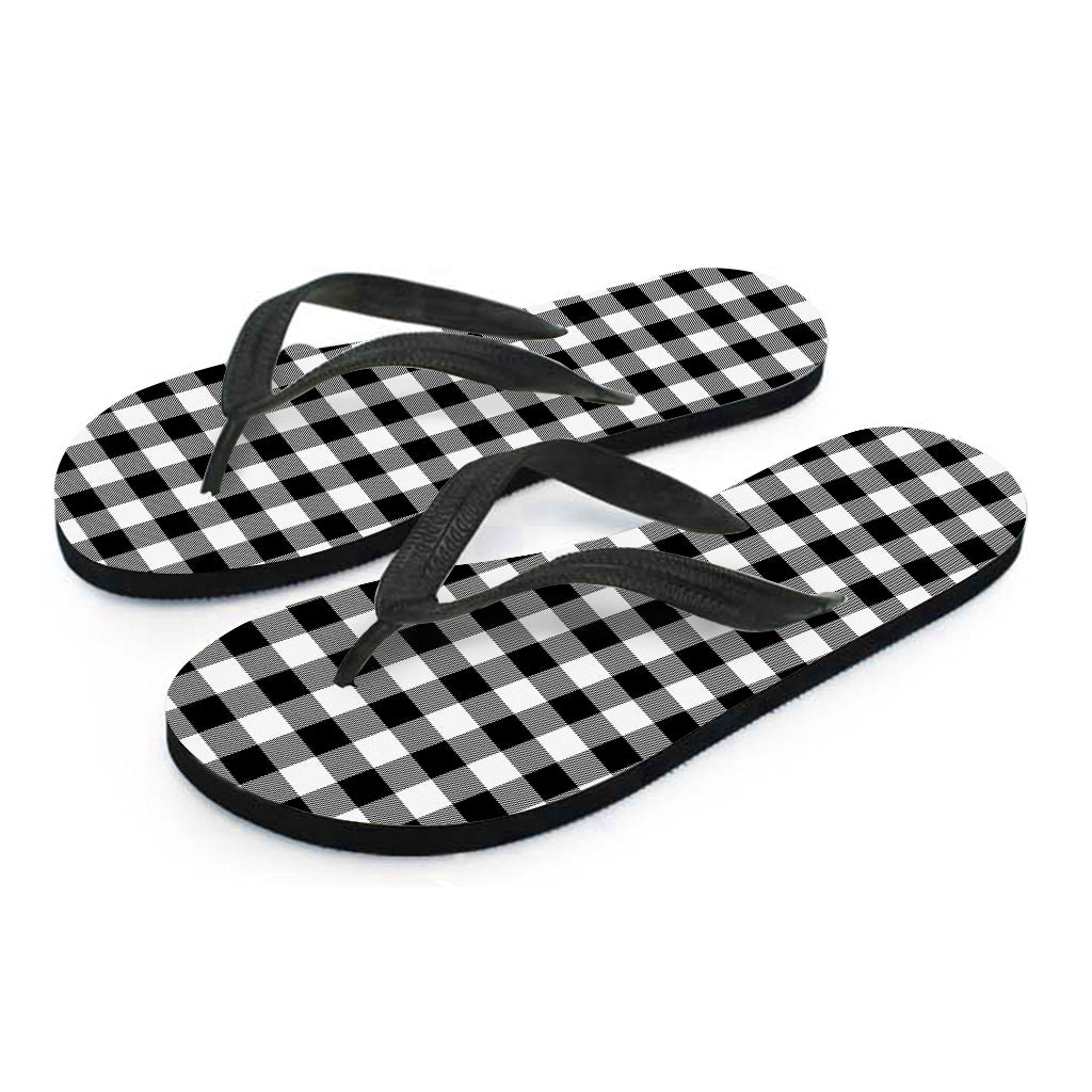 Black And White Buffalo Plaid Print Flip Flops – GearFrost