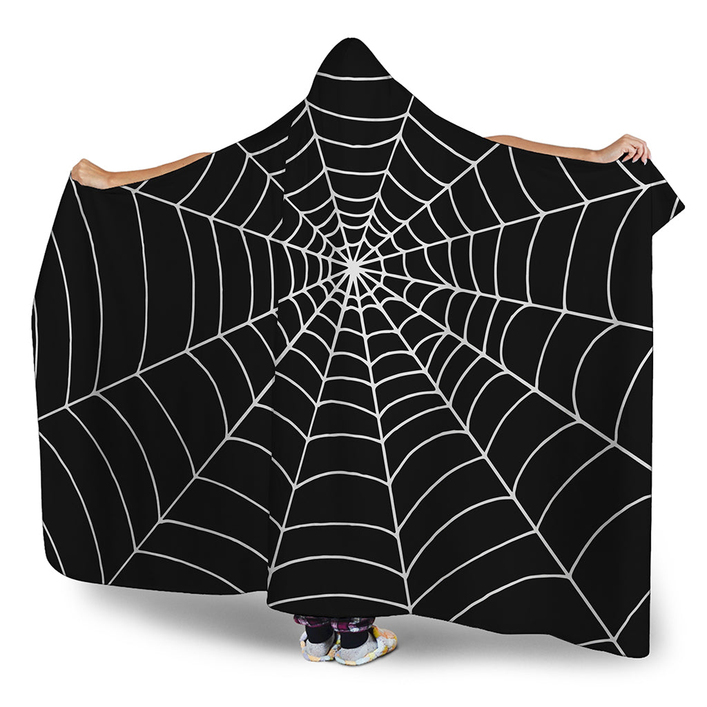 Black And White Cobweb Print Hooded Blanket – GearFrost