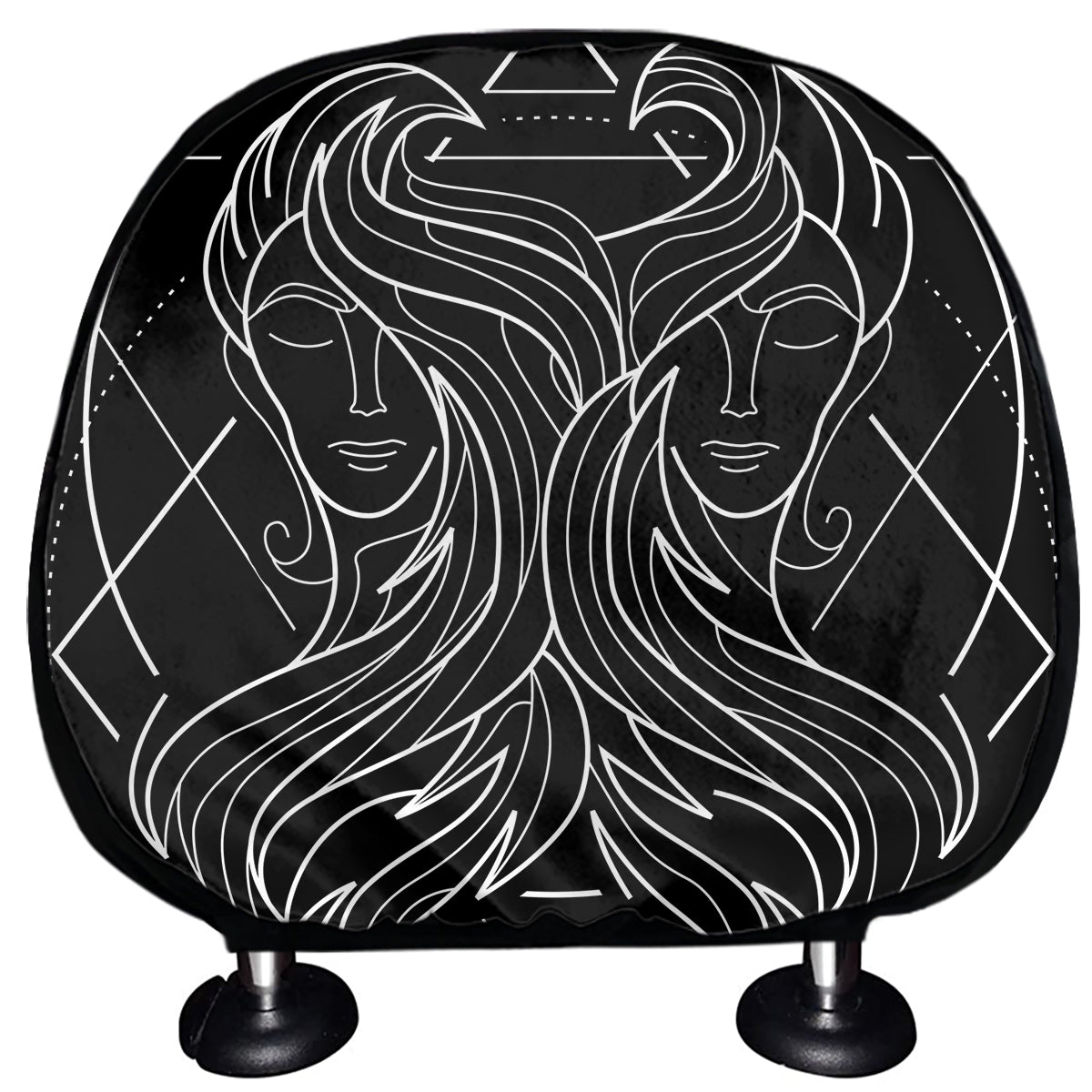 Black And White Gemini Sign Print Car Headrest Covers – GearFrost