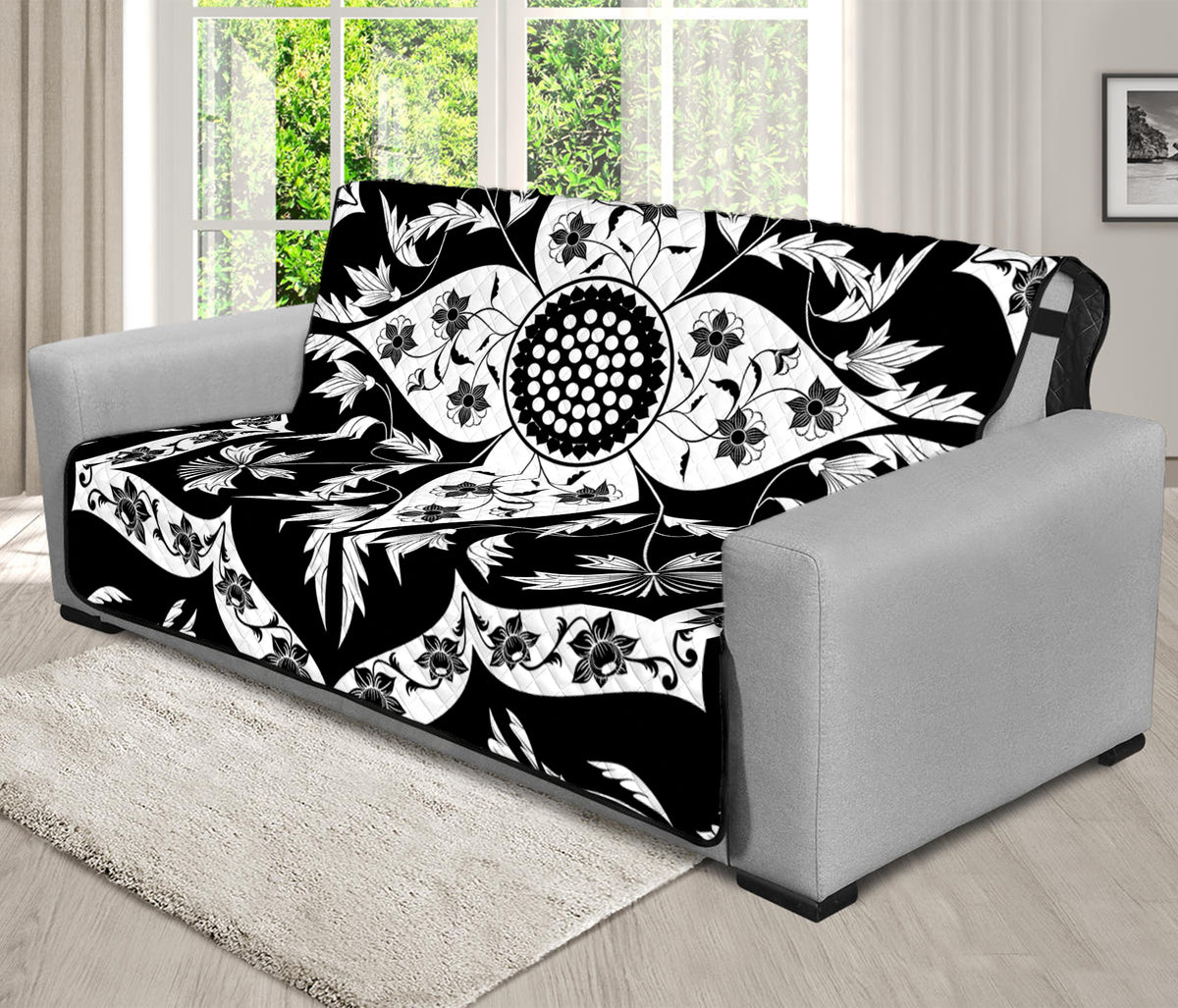 Black And White Lotus Mandala Print Futon Protector – GearFrost