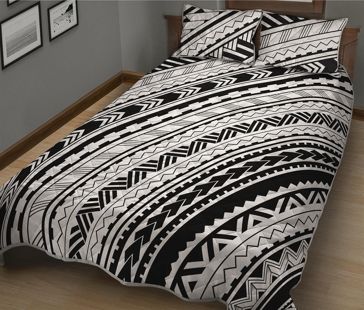 Black And White Maori Polynesian Print Quilt Bed Set – GearFrost