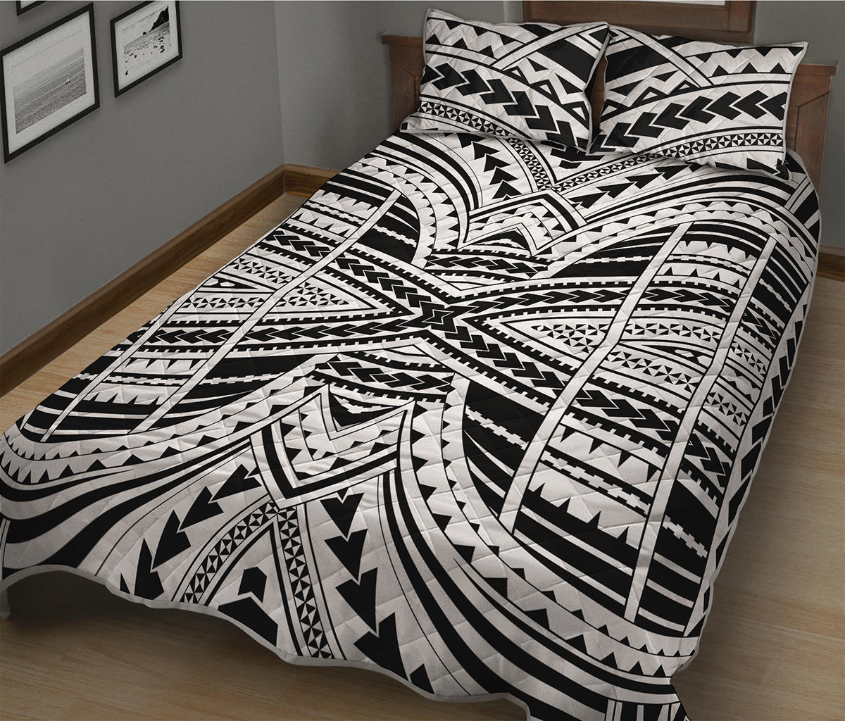 Black And White Maori Tribal Print Quilt Bed Set – GearFrost