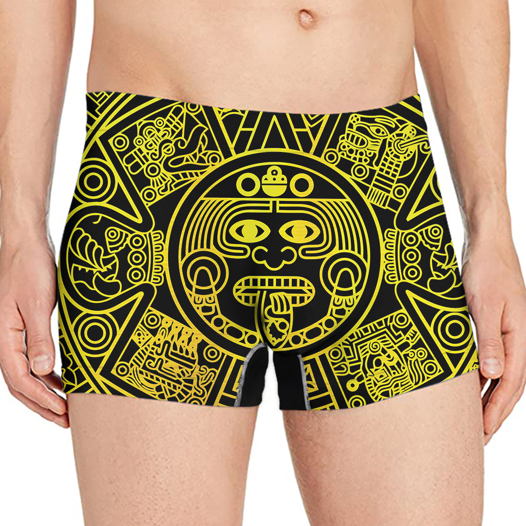Black And Yellow Maya Calendar Print Men's Boxer Briefs – GearFrost