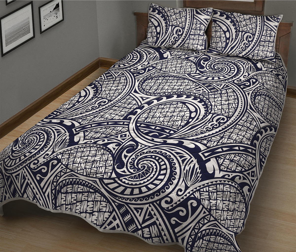 Blue Maori Polynesian Tribal Print Quilt Bed Set – GearFrost