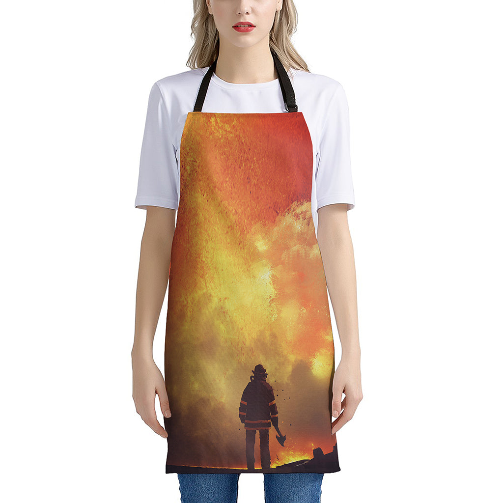 Brave Firefighter With Axe Print Apron – GearFrost