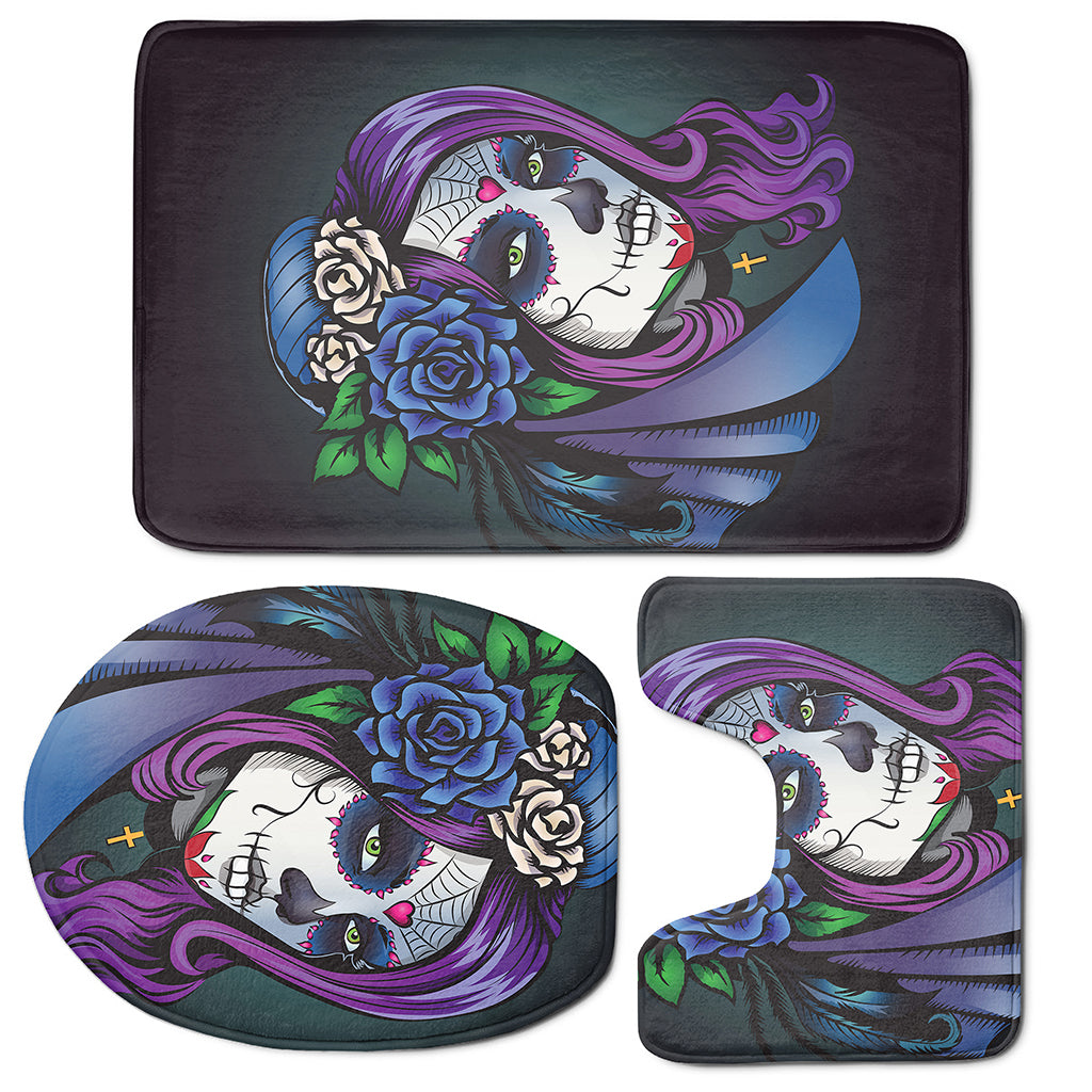 Calavera Girl Dia De Los Muertos Print 3 Piece Bath Mat Set – GearFrost
