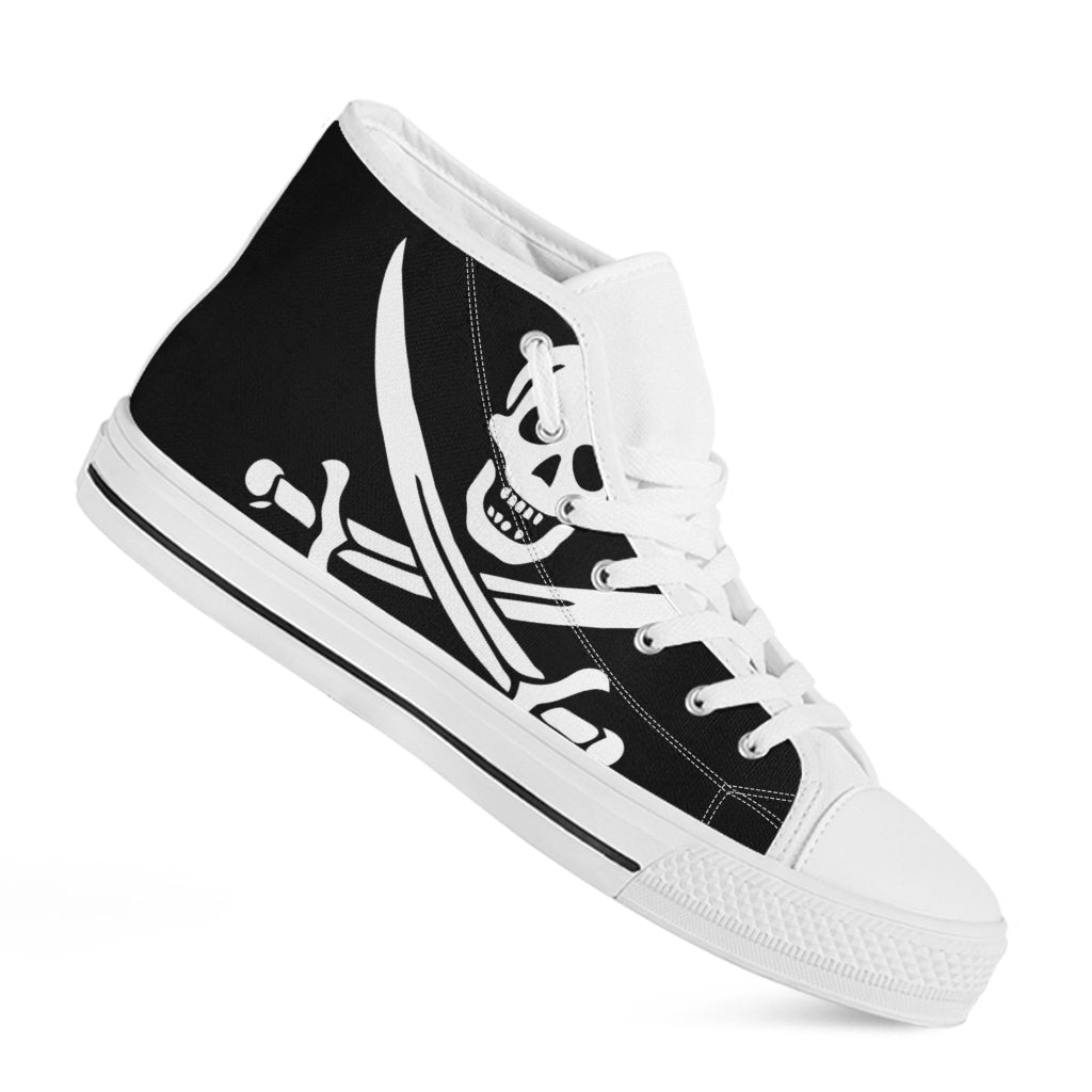 Calico Jack Pirate Flag Print White High Top Sneakers – GearFrost