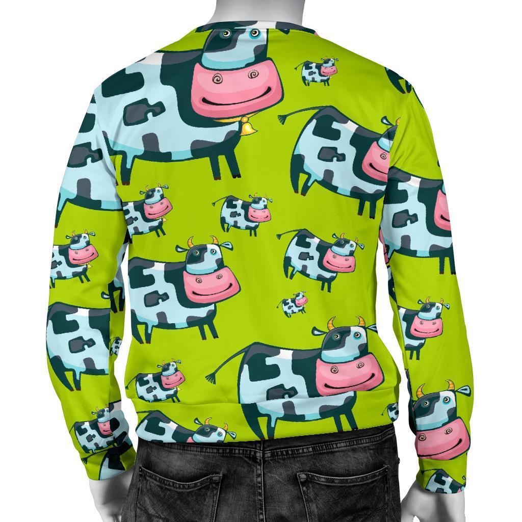 Cartoon Smiley Cow Pattern Print Men's Crewneck Sweatshirt – GearFrost