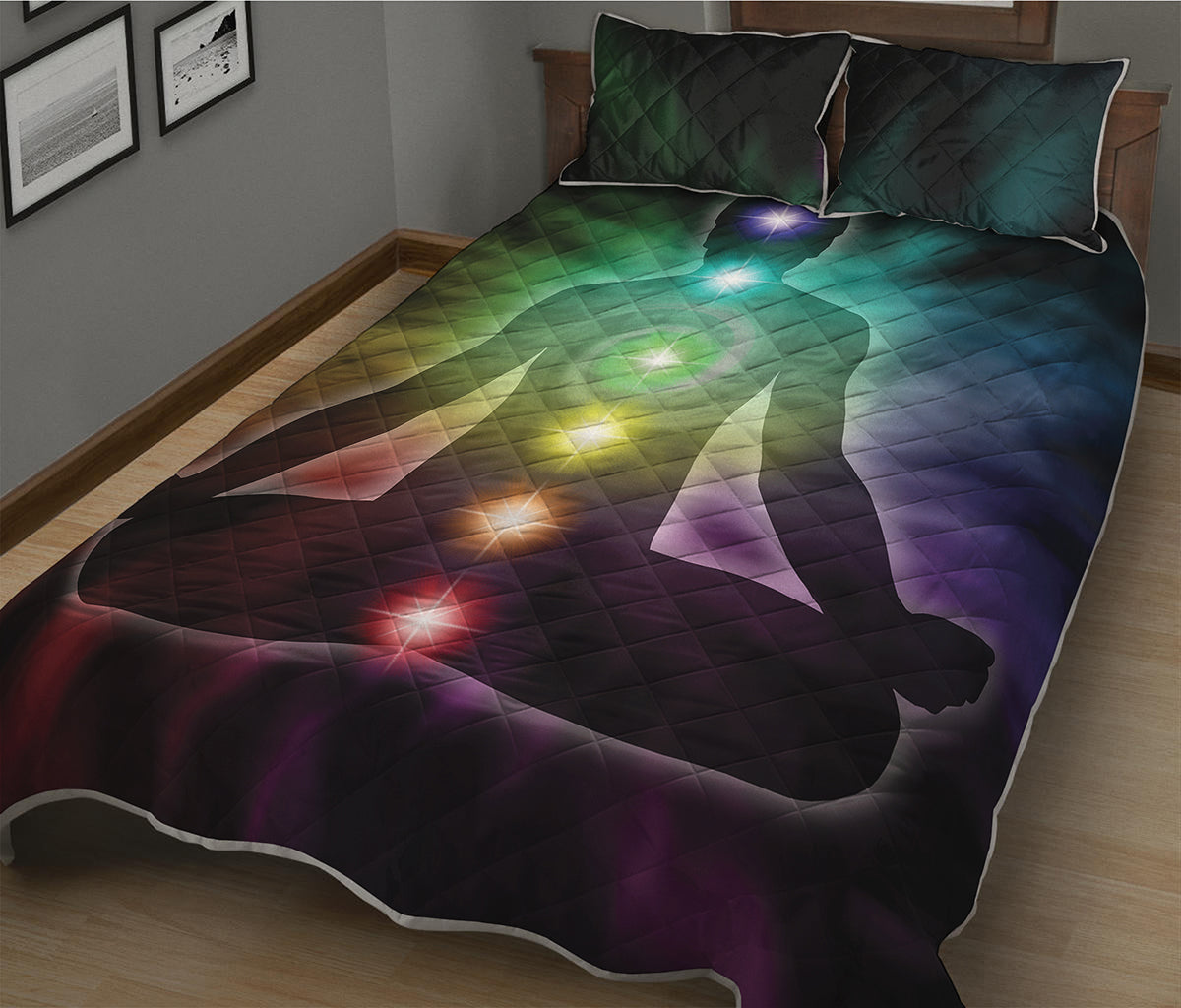 Colorful Chakras Aura Print Quilt Bed Set – GearFrost