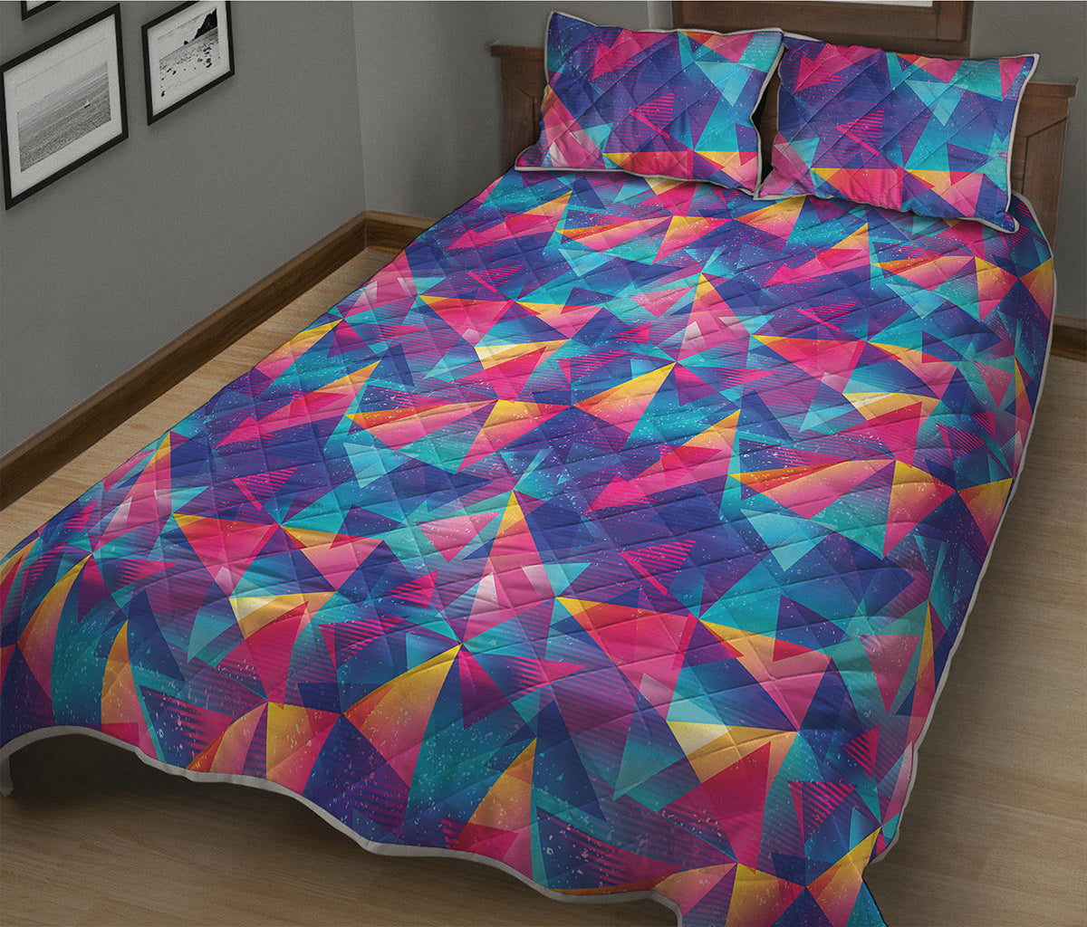 Colorful Geometric Mosaic Print Quilt Bed Set – GearFrost