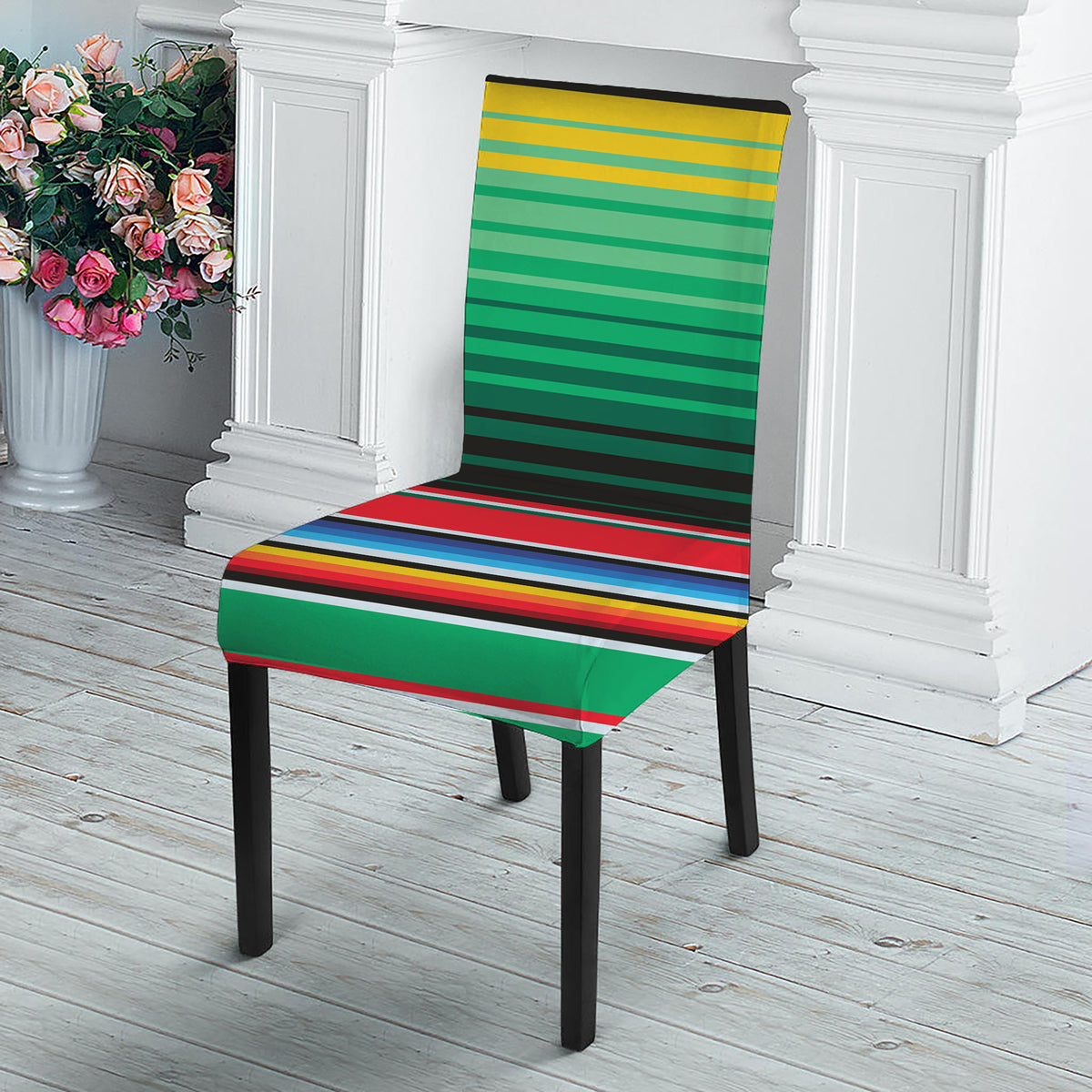 Colorful Mexican Serape Stripe Print Dining Chair Slipcover – GearFrost
