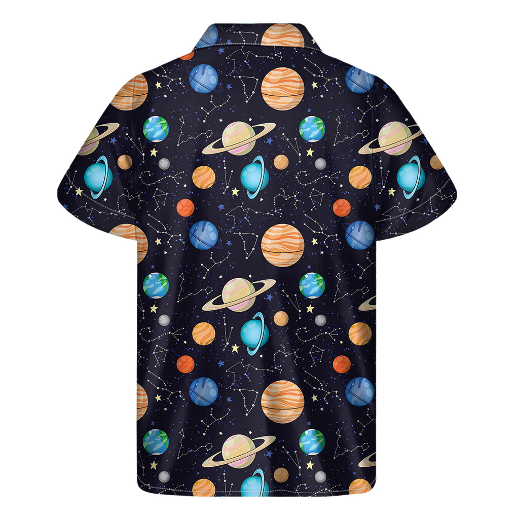 Constellations And Planets Pattern Print Men's Short Sleeve Shirt ...