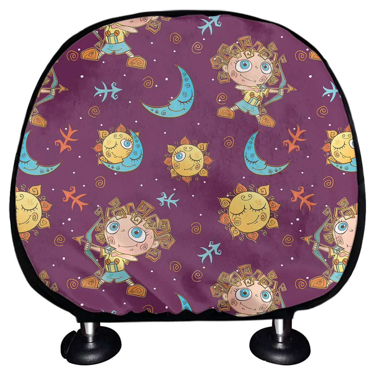 Cute Cartoon Sagittarius Pattern Print Car Headrest Covers – GearFrost