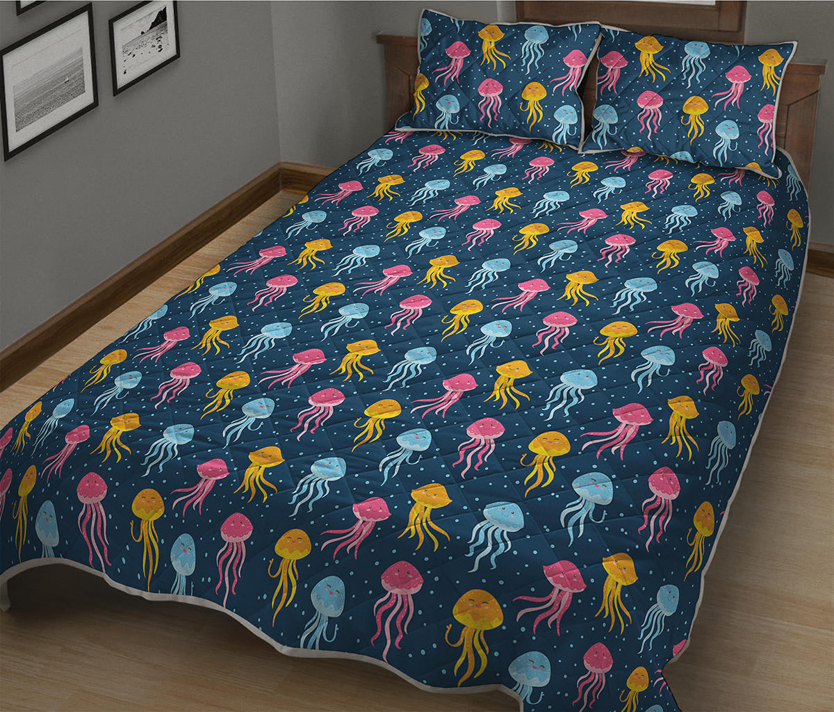 Cute Jellyfish Pattern Print Quilt Bed Set – GearFrost
