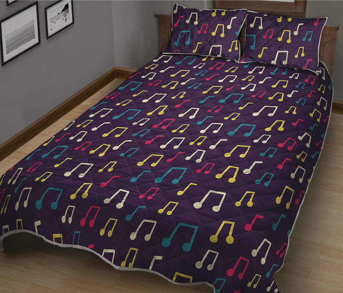 Cute Music Notes Pattern Print Quilt Bed Set – GearFrost